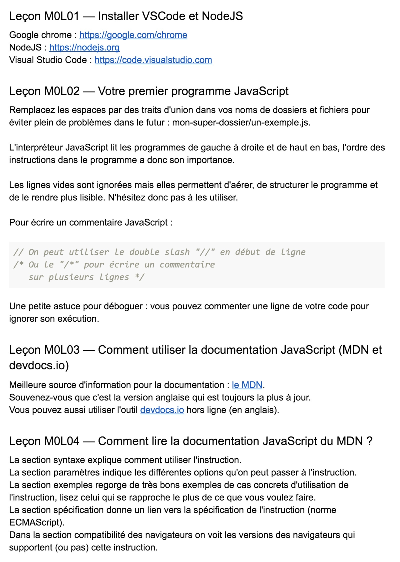 Formation JavaScript : module débutant